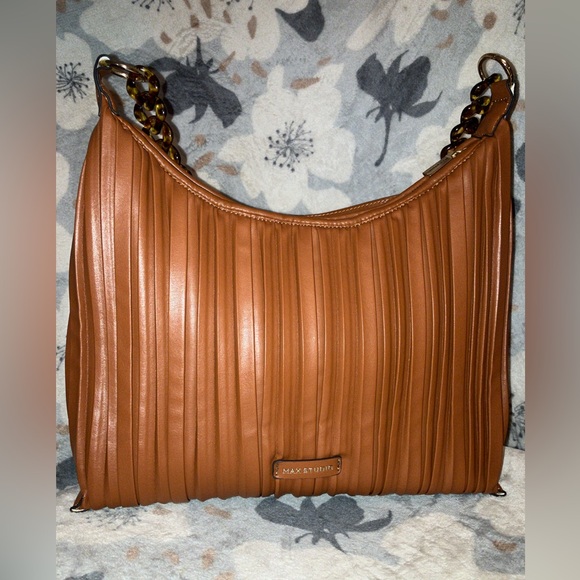 Max Studio | Bags | Max Studio Brown Pleated Leather Shoulder Bag No ...